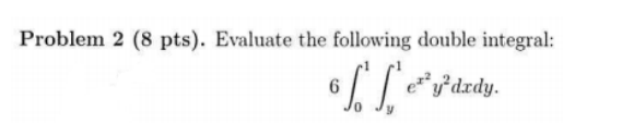 Solved Problem 2 (8 ﻿pts). ﻿Evaluate the following double | Chegg.com