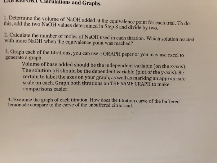 Results, Calculations and Post Lab Questions for | Chegg.com
