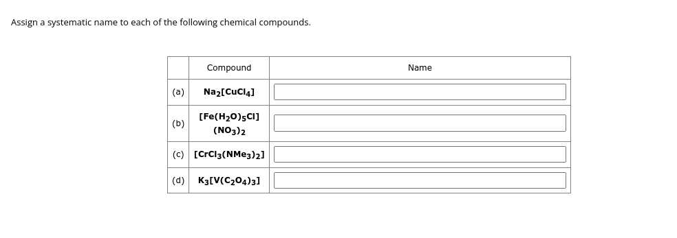 Solved Assign a systematic name to each of the following | Chegg.com