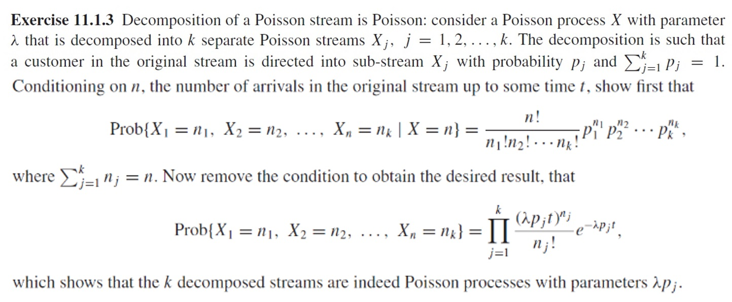 Exercise 11.1.3 Decomposition of a Poisson stream is | Chegg.com