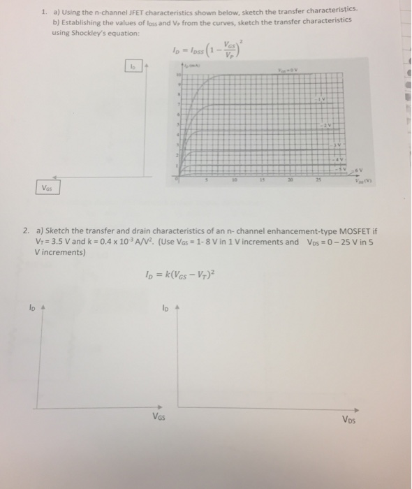 Solved 1. a) Using the n-channel JFET characteristics shown | Chegg.com