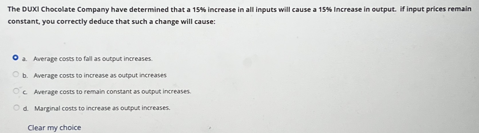 Solved The DUXI Chocolate Company have determined that a 15% | Chegg.com