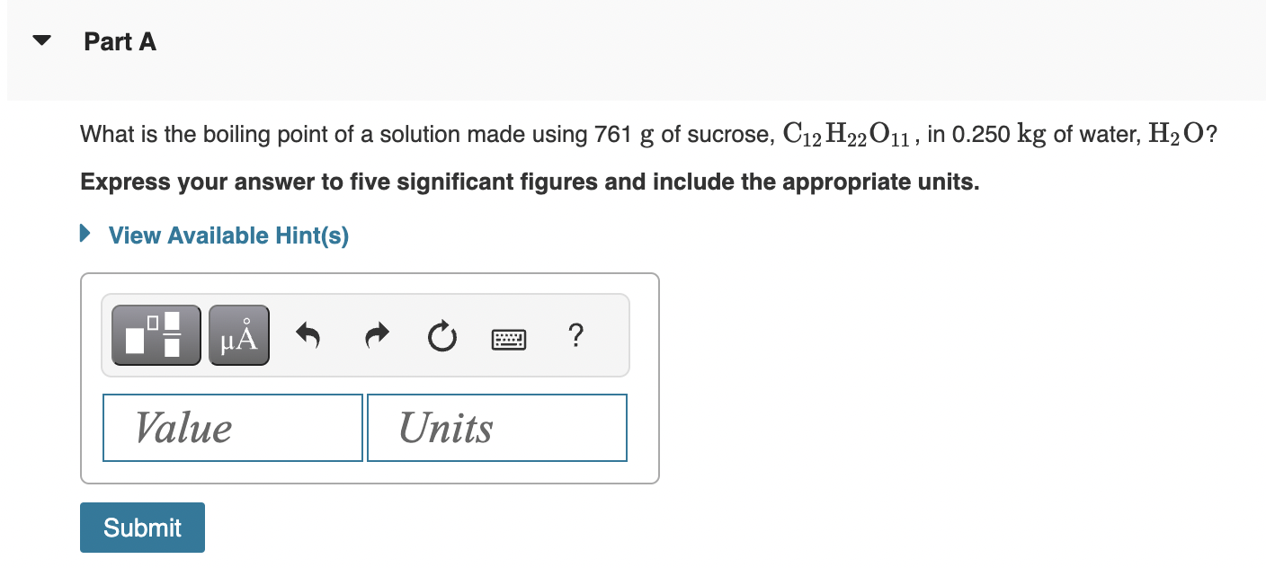 Solved What is the boiling point of a solution made using | Chegg.com
