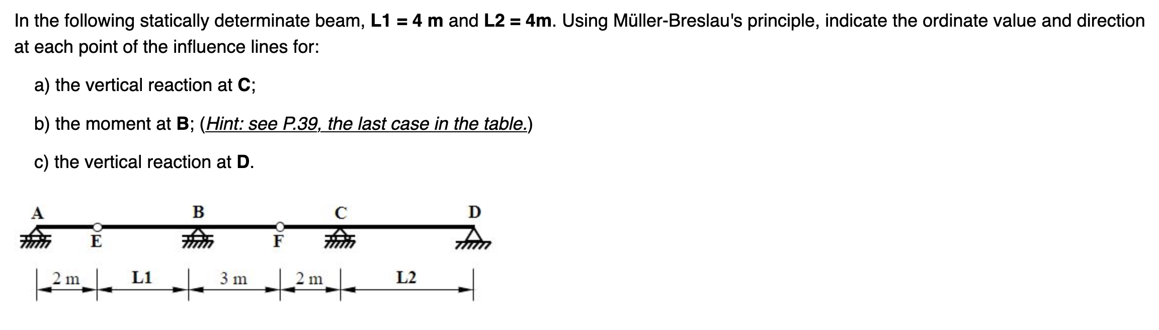 Solved In the following statically determinate beam, L=m and | Chegg.com