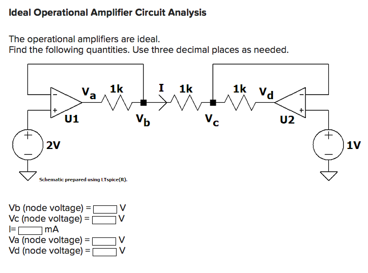Solved Ideal Operational Amplifier Circuit Analysis The | Chegg.com