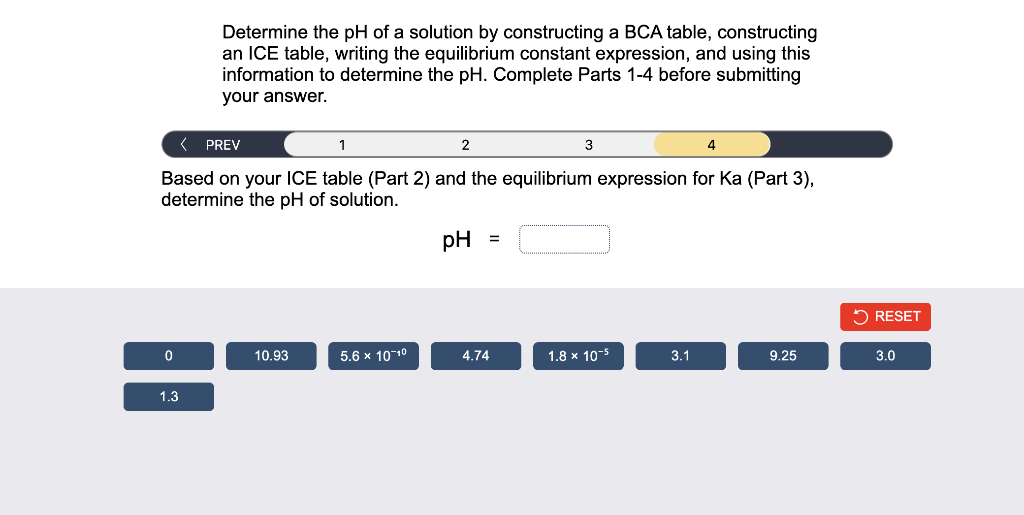 Solved Determine the pH of a solution by constructing a BCA | Chegg.com