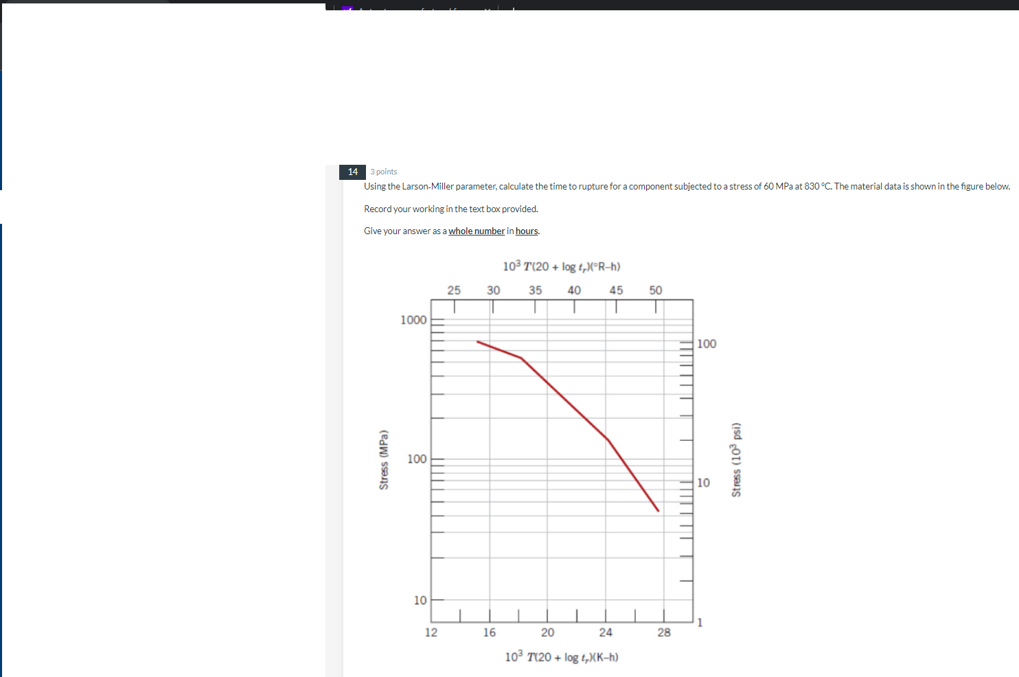 Solved 14 3 points Using the Larson-Miller parameter, | Chegg.com