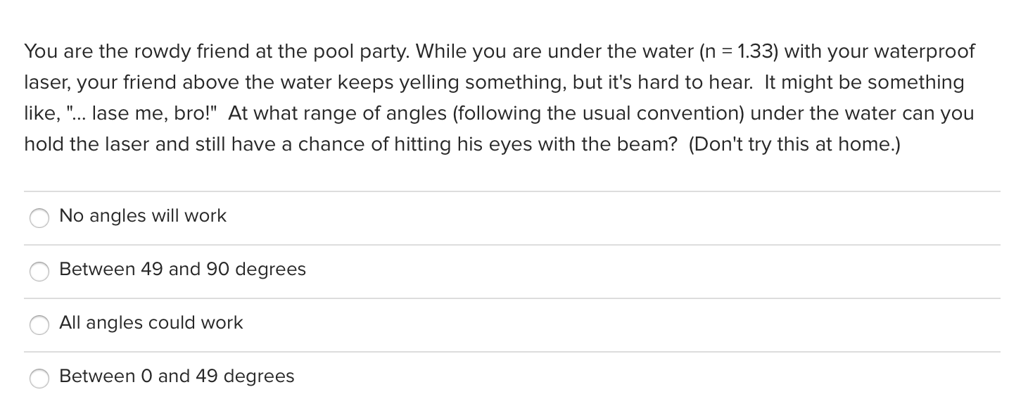 Solved You are the rowdy friend at the pool party. While you | Chegg.com