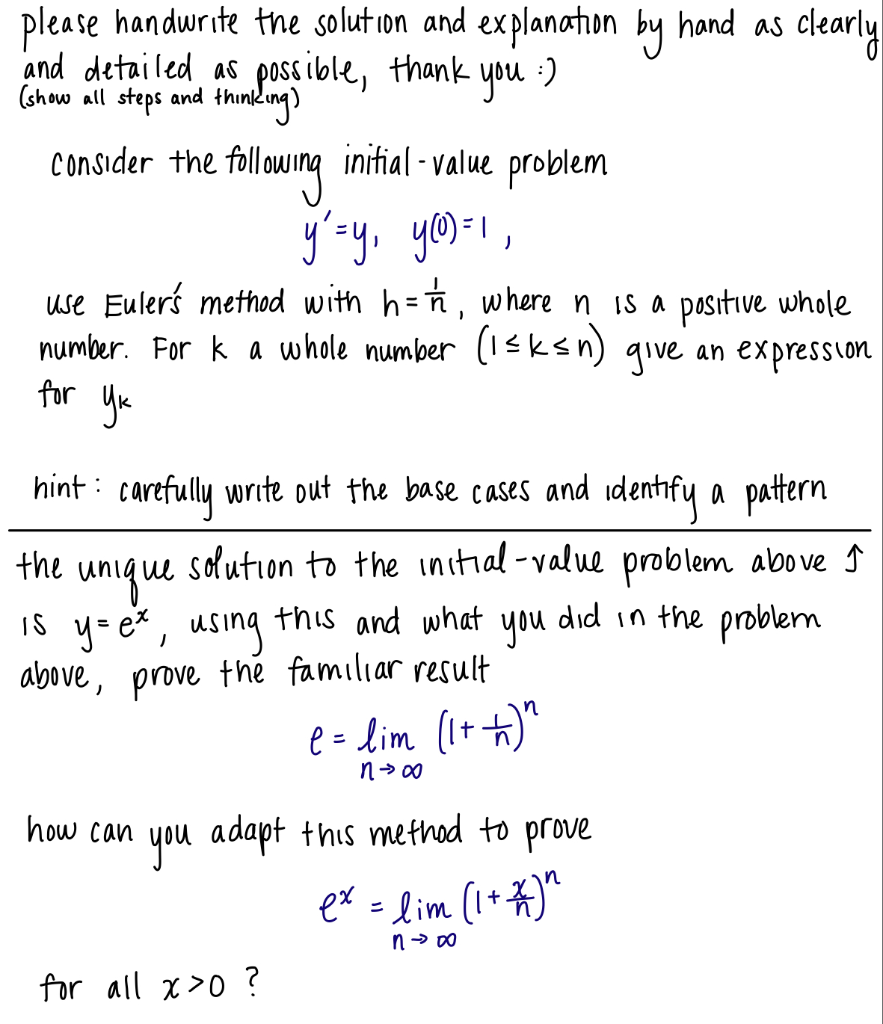 Solved please handwrite the solution and explanation by hand | Chegg.com