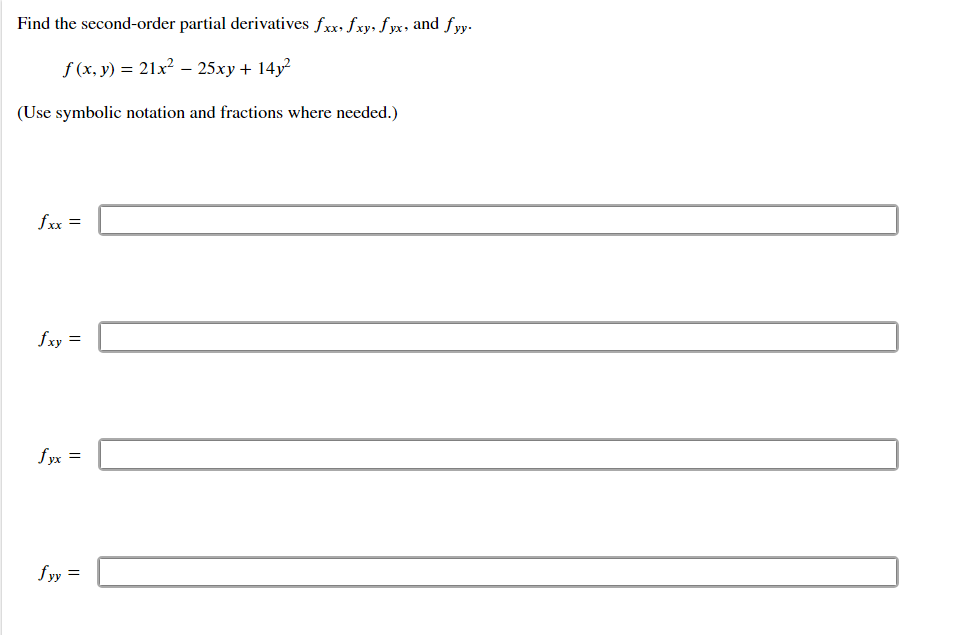 Solved Find The Second Order Partial Derivatives