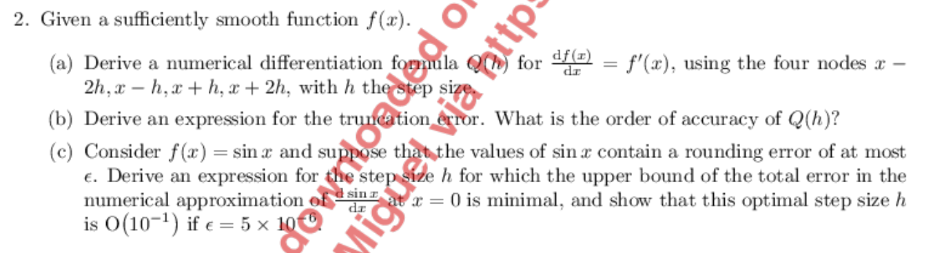 Solved 2. Given a sufficiently smooth function f(x). (a) | Chegg.com