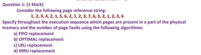 Solved Consider the following page reference string: 1, 2, | Chegg.com