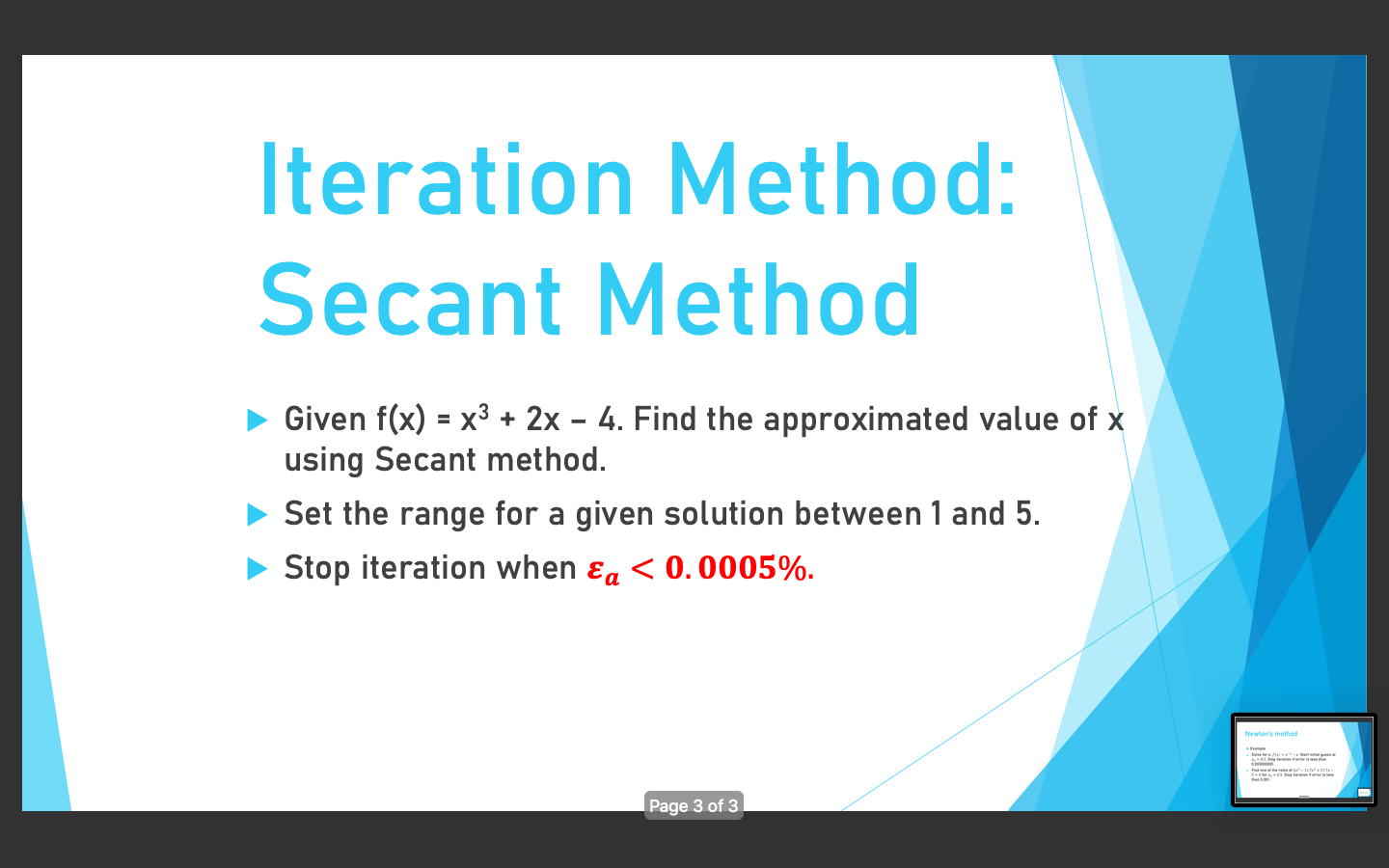 Solved Iteration Method Secant Method Given Fx X3 2x 1706