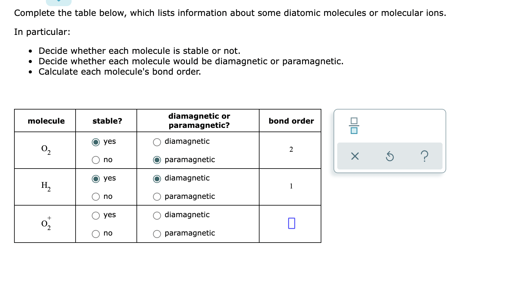 Solved Complete the table below, which lists information | Chegg.com