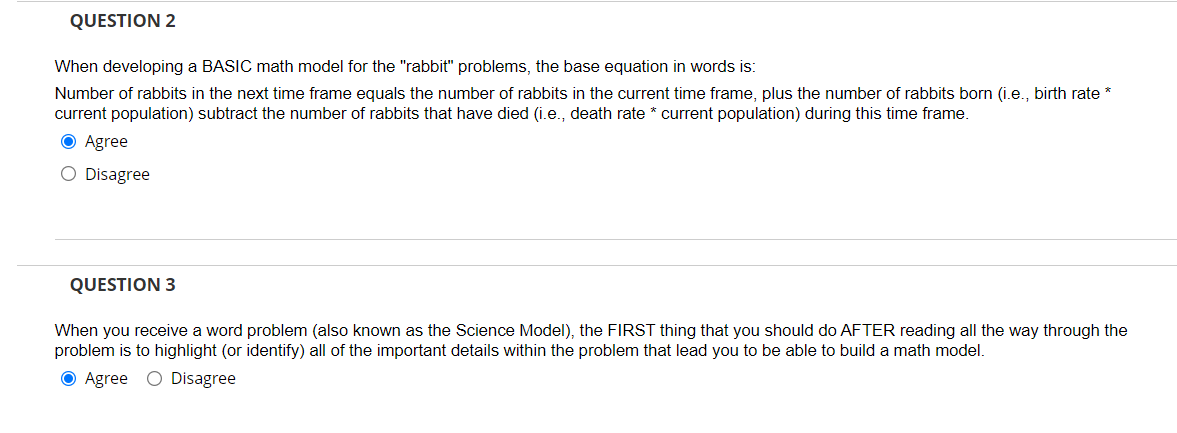Solved When developing a BASIC math model for the "rabbit" | Chegg.com