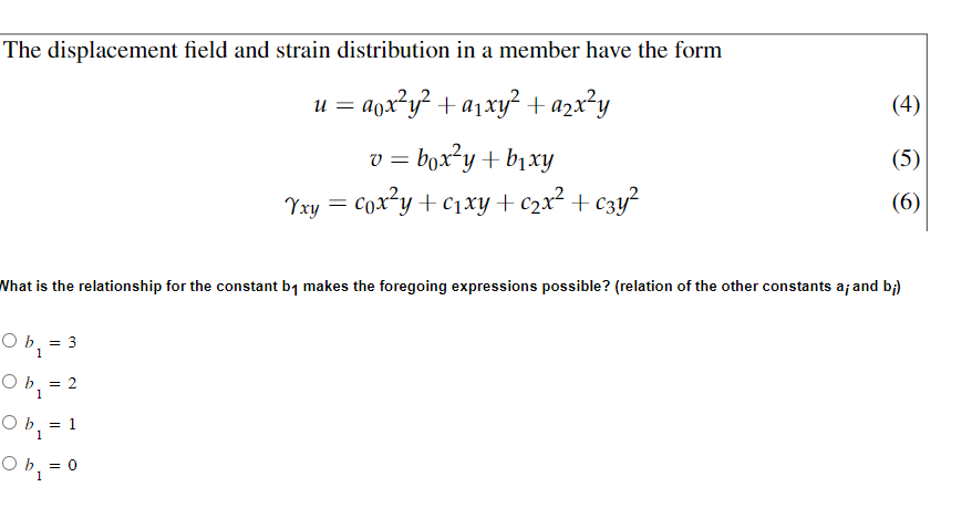Solved The displacement field and strain distribution in a | Chegg.com