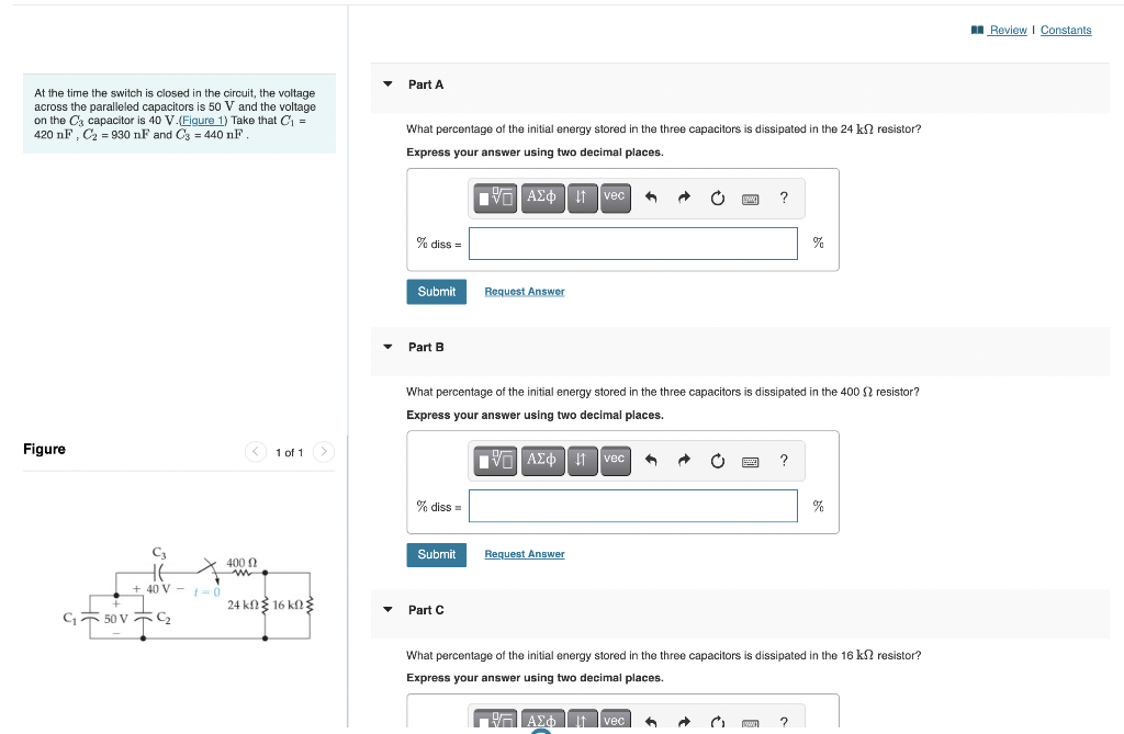 Solved A Review | Constants Part A At the time the switch is | Chegg.com