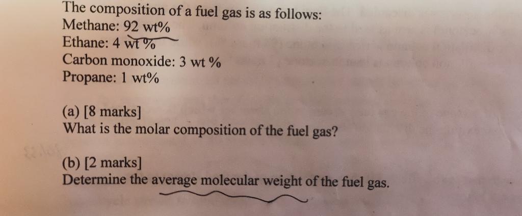 Solved The composition of a fuel gas is as follows: Methane: | Chegg.com