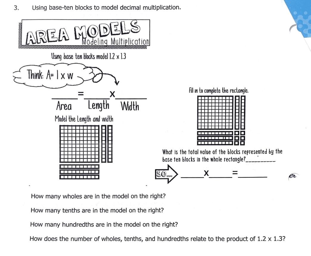 Solved 3. Using base-ten blocks to model decimal | Chegg.com