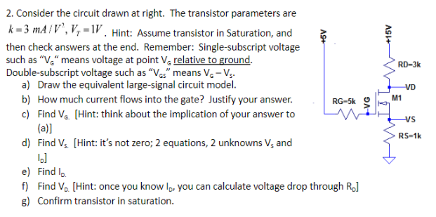Solved +5V RD VG 1. Consider the same circuit as in HW8, | Chegg.com