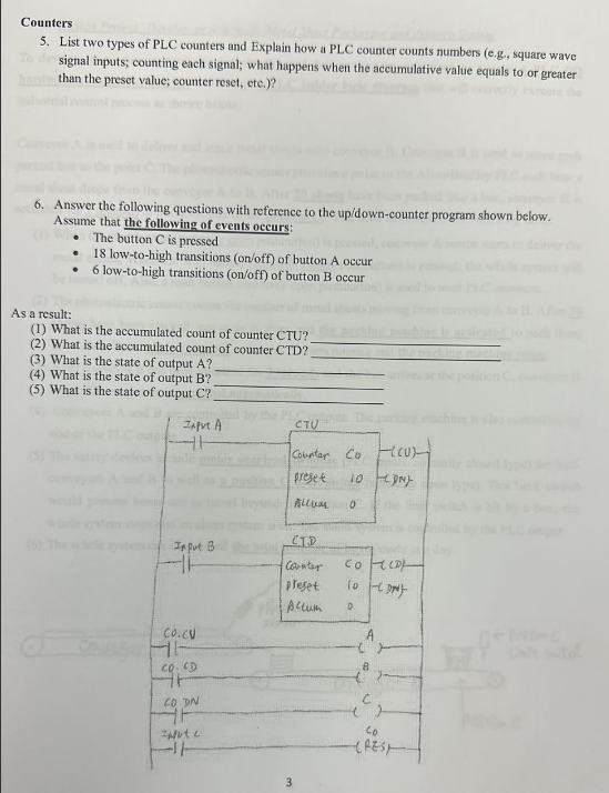 Solved Counters 5. List two types of PLC counters and | Chegg.com