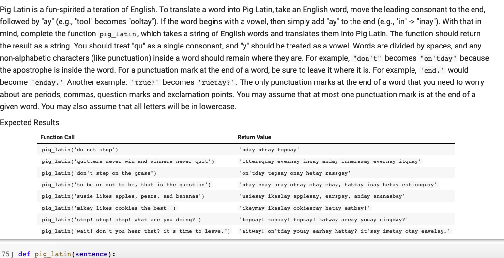 Solved PLEASE INCLUDE: treat 'qu' as a consonant, meaning | Chegg.com