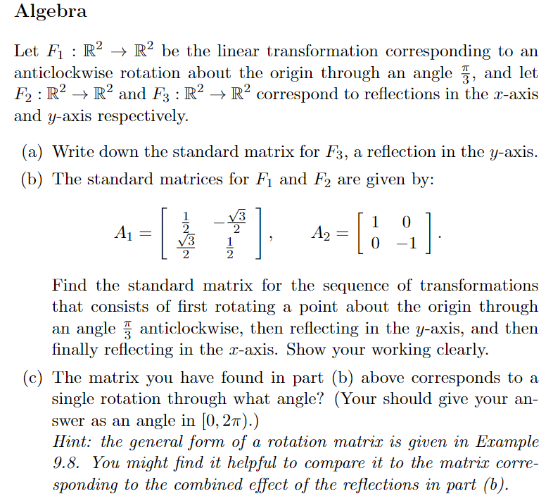 Solved Let F1:R2→R2 be the linear transformation | Chegg.com