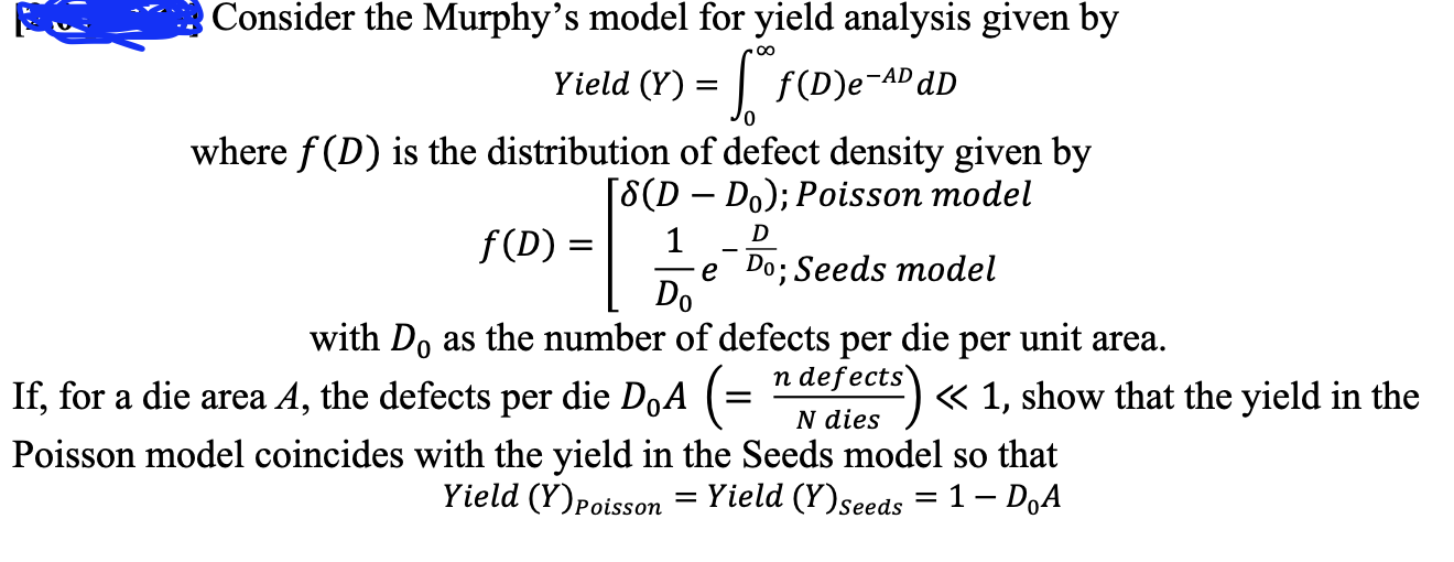 Solved Yield Y ∫0∞f D E−addd Where F D Is The Distribution