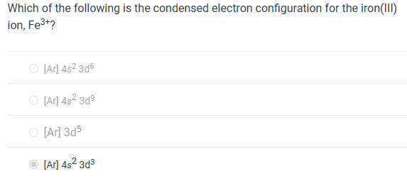 Solved Which of ﻿the following is ﻿the condensed electron | Chegg.com