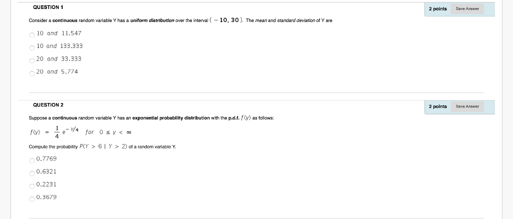 Solved Question 1 2 Points Save Answer Consider A Continuous 3455