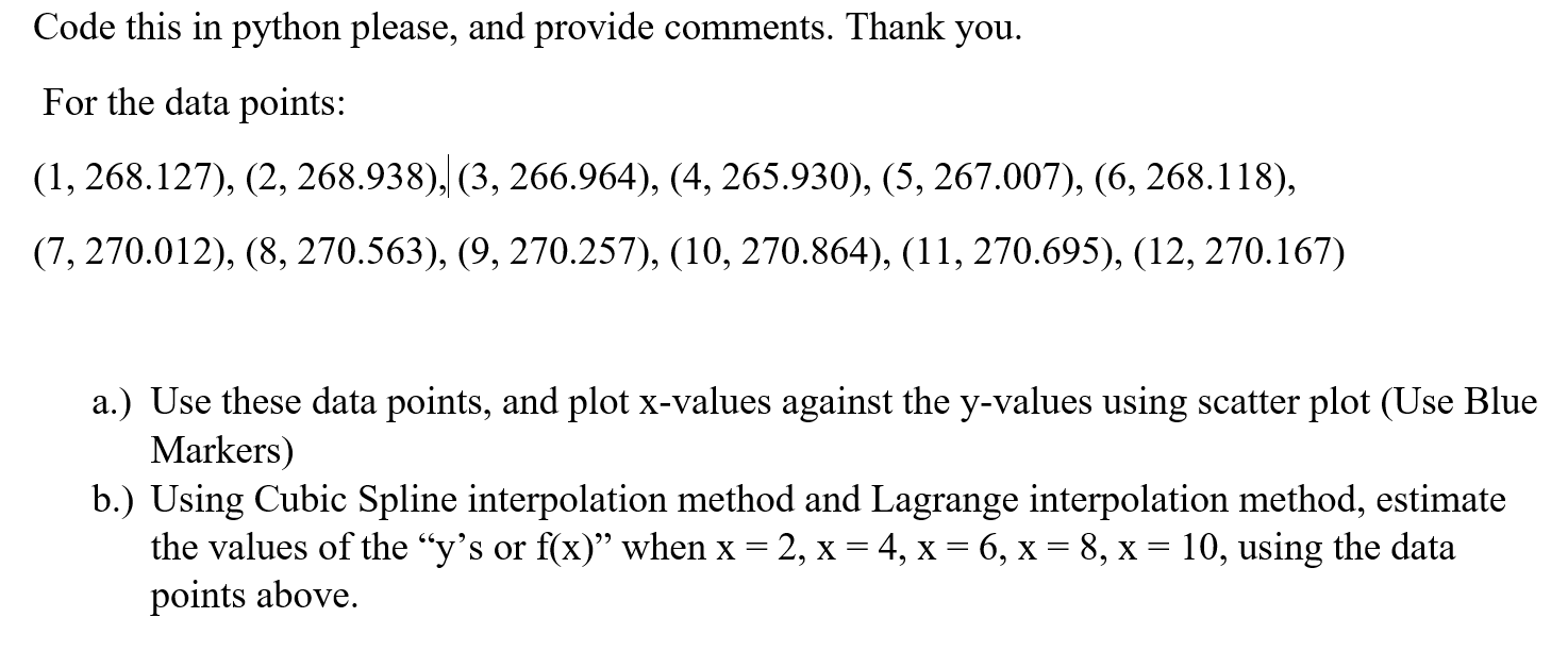 Solved To copy/paste data points here: (1, 268.127), (2, | Chegg.com