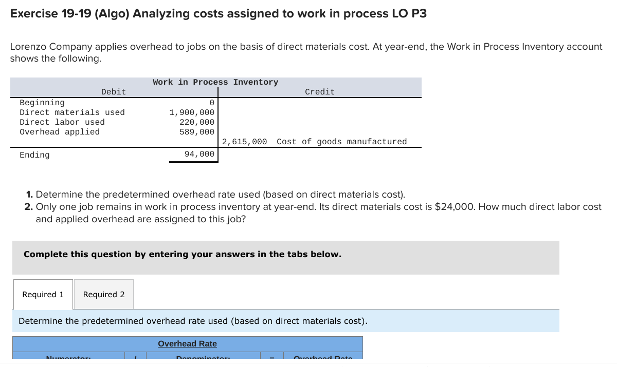 Solved Exercise 19-19 (Algo) Analyzing costs assigned to | Chegg.com
