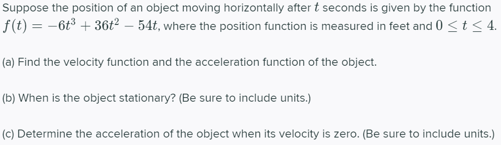 Solved Suppose the position of an object moving horizontally | Chegg.com
