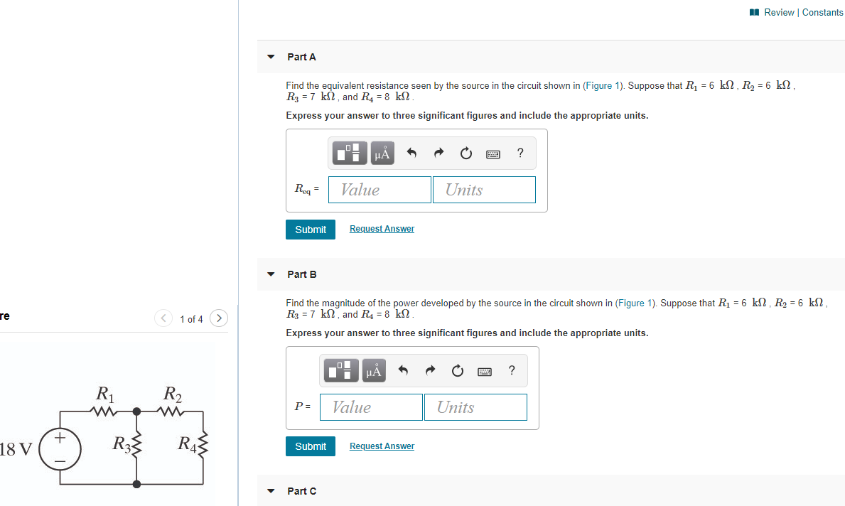 Solved Review | Constants Part A Find the equivalent | Chegg.com