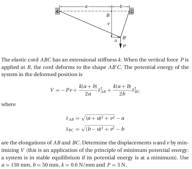 Solved The elastic cord ABC has an extensional stiffness k. | Chegg.com