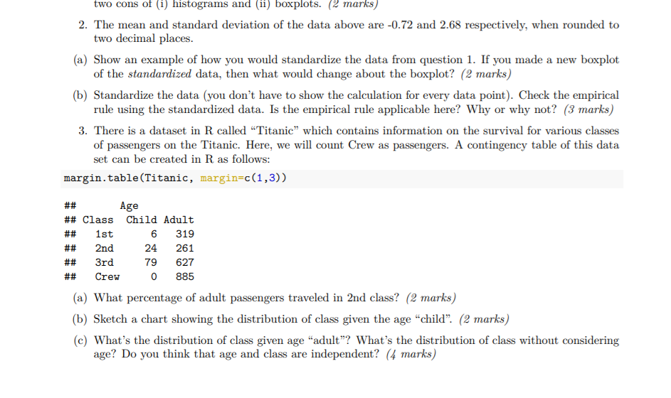 Solved two cons of (i) histograms and (ii) boxplots. (2 | Chegg.com