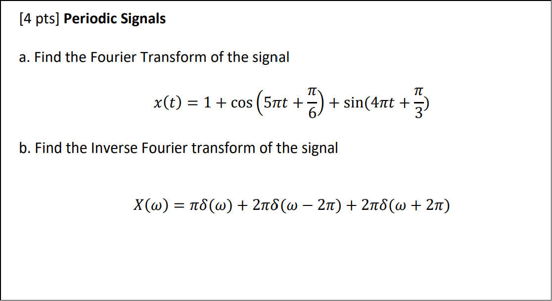 Solved a. Find the Fourier Transform of the signal | Chegg.com