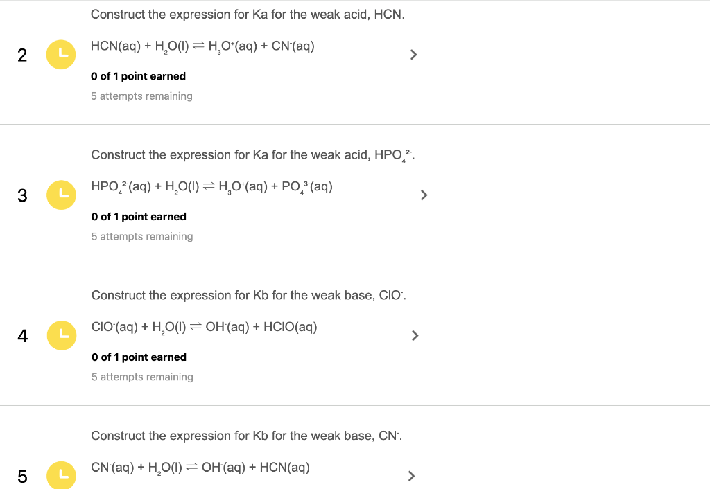 Solved Construct the expression for Ka for the weak acid, | Chegg.com
