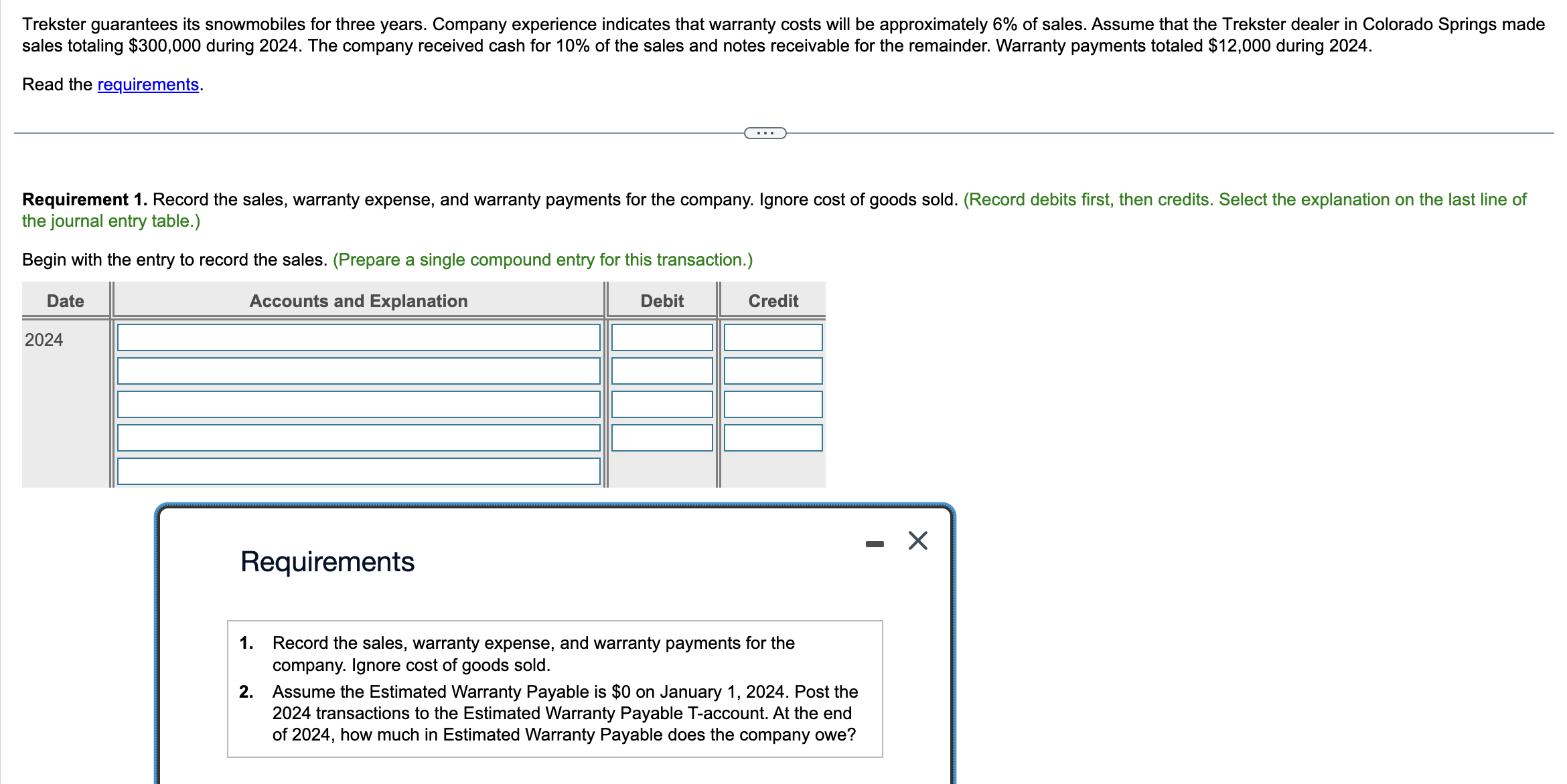 Solved Read the requirements. the journal entry table.) | Chegg.com