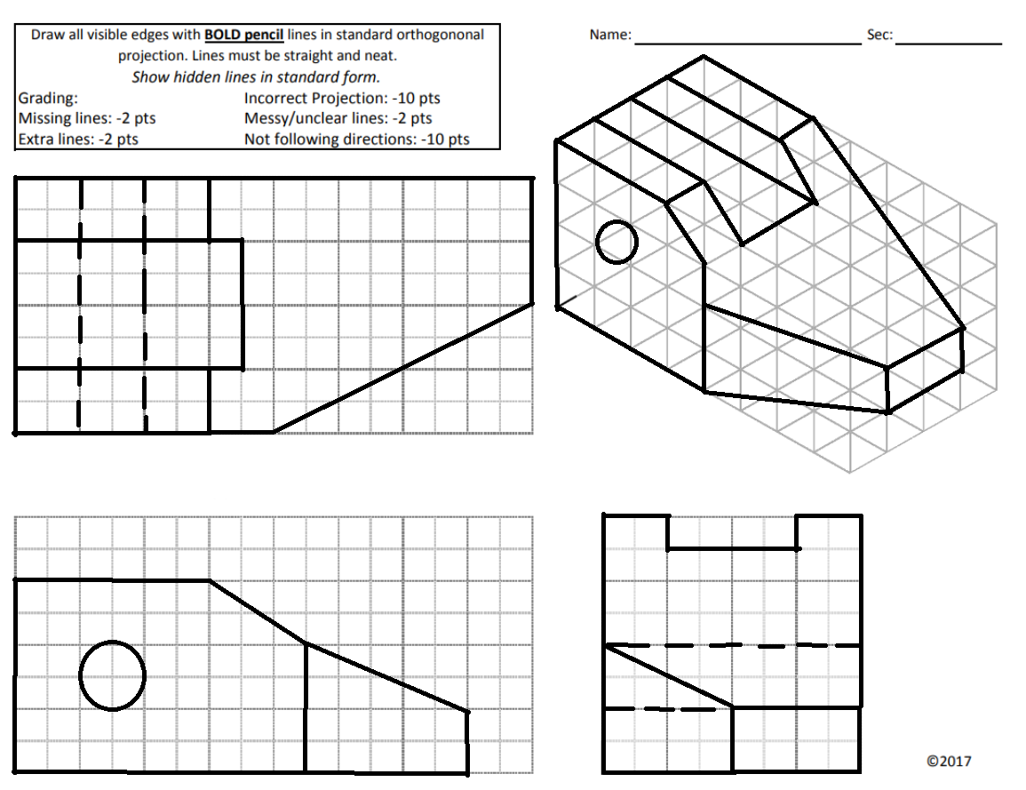 Solved 1 12 Name: Sec: Draw all visible edges with BOLD | Chegg.com
