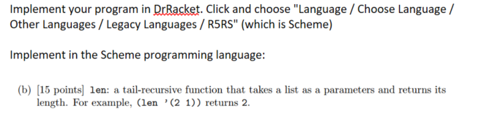 Solved Implement your program in DrRacket. Click and choose | Chegg.com