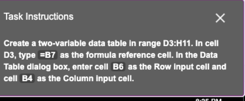 Solved Create a two-varlable data table in range D3:H11. ﻿In | Chegg.com