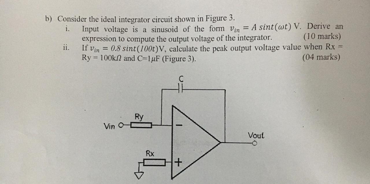 Solved b) Consider the ideal integrator circuit shown in | Chegg.com