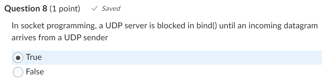 Solved In socket programming, a UDP server is blocked in | Chegg.com