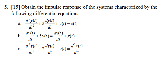 Solved 5 [15] Obtain The Impulse Response Of The Systems