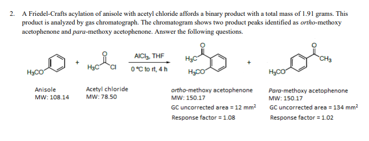 Solved 2. A Friedel-Crafts acylation of anisole with acetyl | Chegg.com