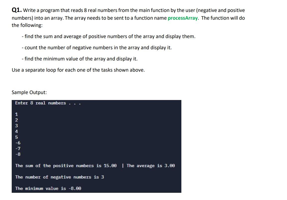 Solved Q1 Write A Program That Reads 8 Real Numbers From 8388