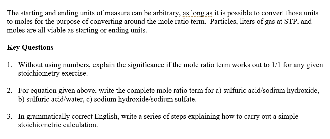 Solved Stoichiometry 4 Reactants, Products, and the Mole | Chegg.com