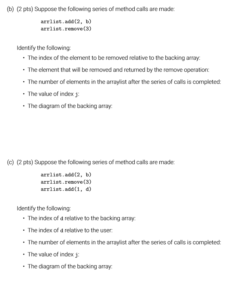 Solved (d) (2 pts) Suppose the following series of method | Chegg.com