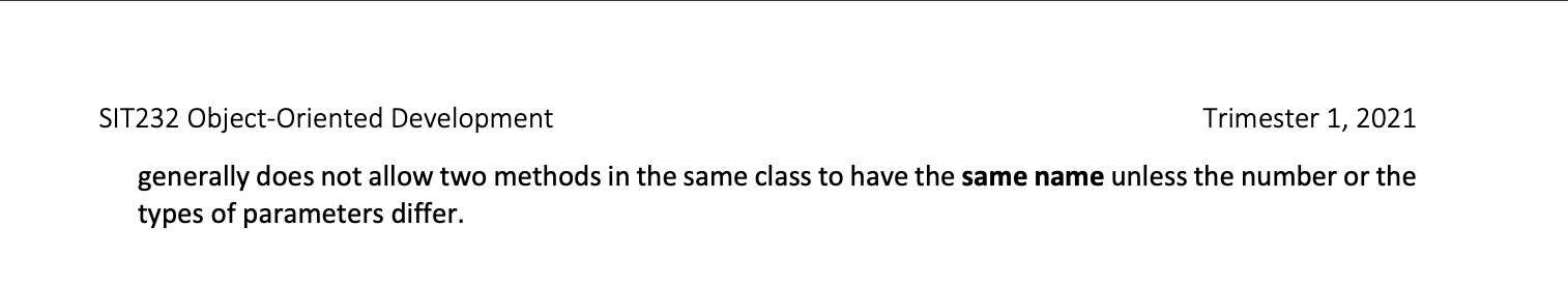 Solved SIT232 Object-Oriented Development Trimester 1, 2021 | Chegg.com